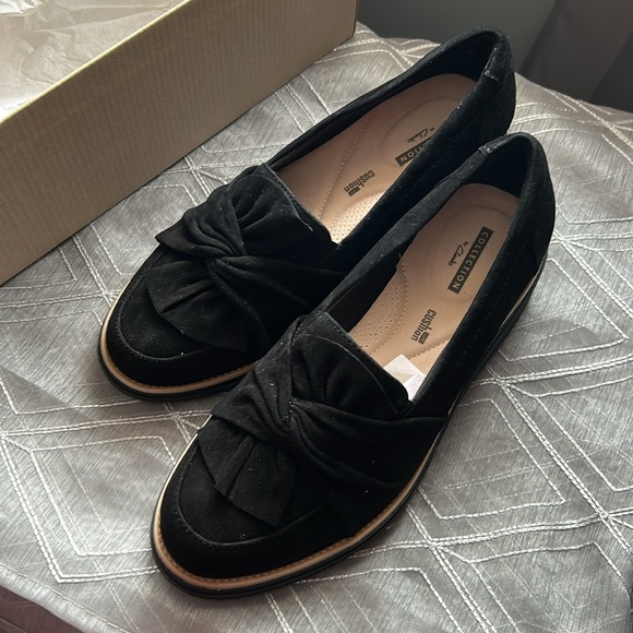 Clarks | Shoes | New Clarks Womens Black Suede Sharon Dasher Loafer ...